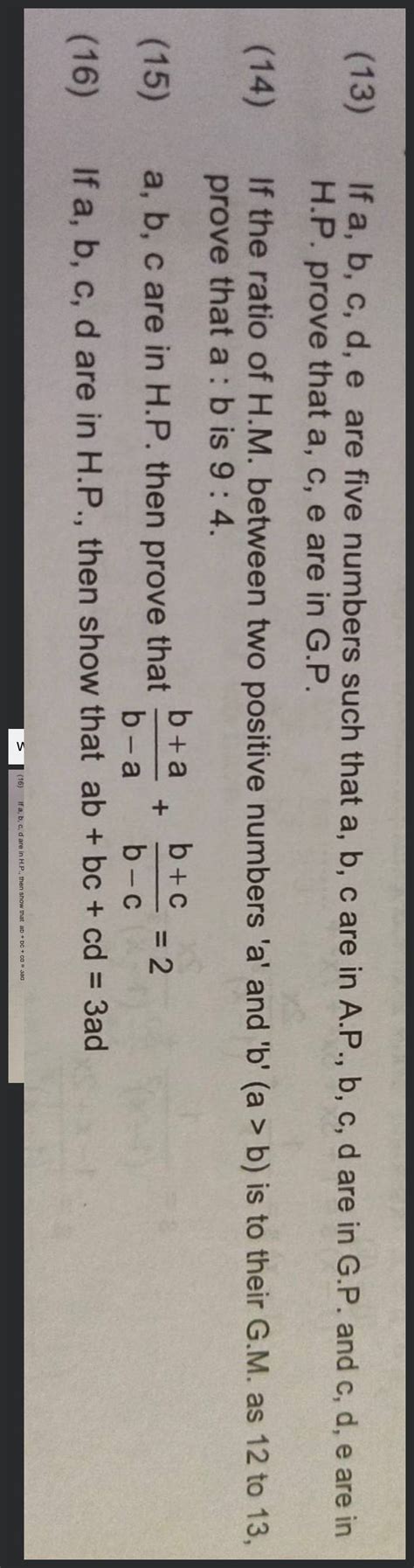 13 if a b c d e are five numbers such that a b c are in a p b