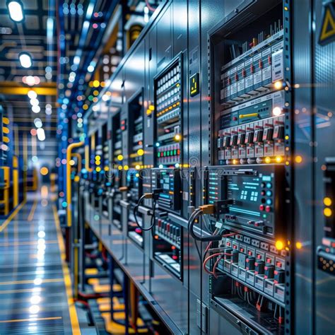Modern Data Center Showcasing Illuminated Control Panels Generative Ai