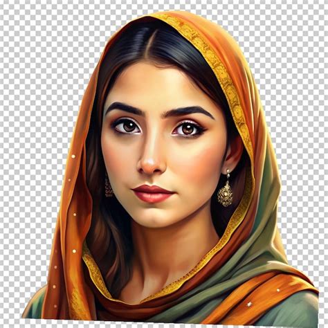 Realistic Turbaned Girl Artwork Psd High Quality Free Psd Templates