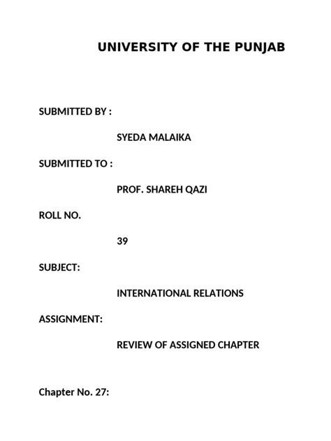 Ir Assignment Pdf International Relations Political Science