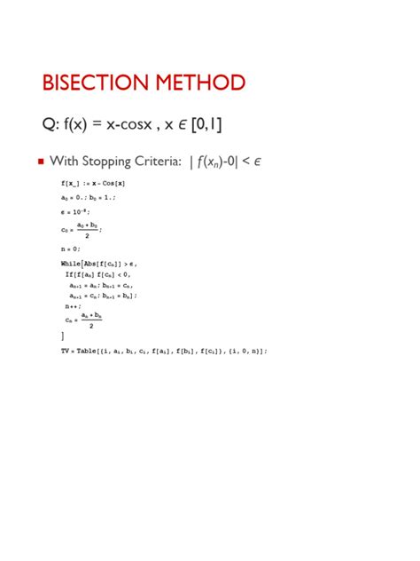 Bisection Method F X X Cosx Pdf