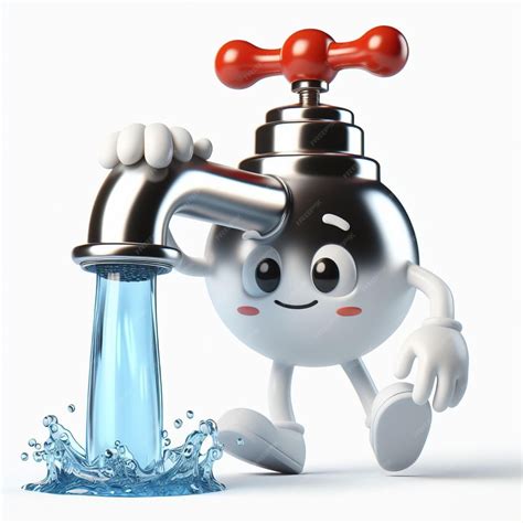 Premium Photo Funny Cartoon Of A Tap As A Sign Of Attention To Water