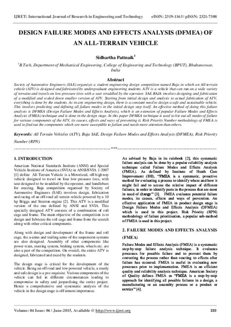 Pdf Design Failure Modes And Effects Analysis Dfmea Of An All