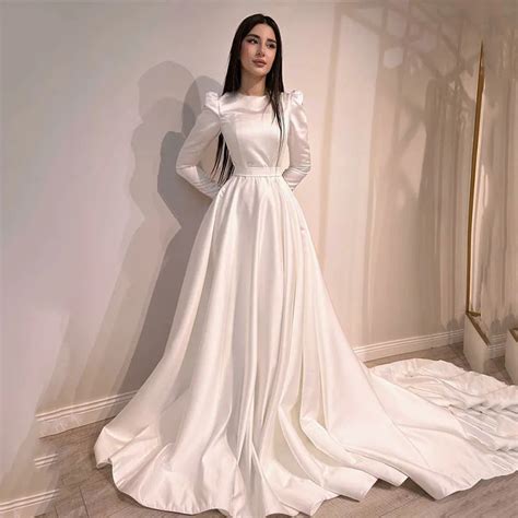 Ivory Muslim Wedding Dresses A Line Long Sleeve Tanya Bridal