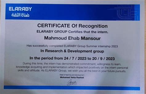 Mahmoud Ehab On Linkedin Today I Completed My Training At Elaraby