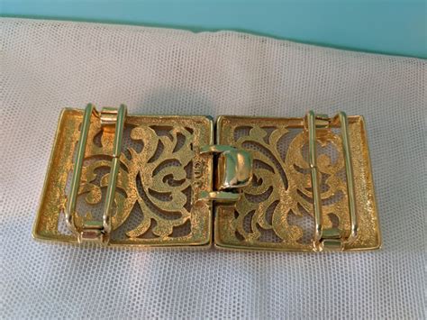 Vintage Ornate Gold Tone Square Shape Belt Buckle Vintage Dp Douglas