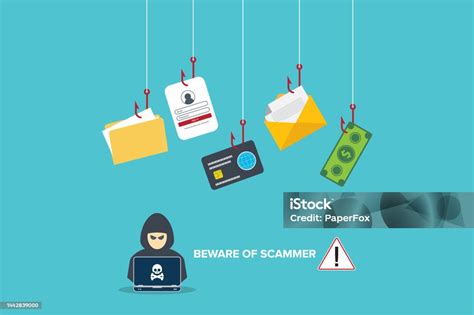 Beware Of Scammer Hacker With Laptop Computer Stealing Confidential Data Personal Information