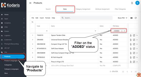 Kodaris Product Documentation How To Find Added Products