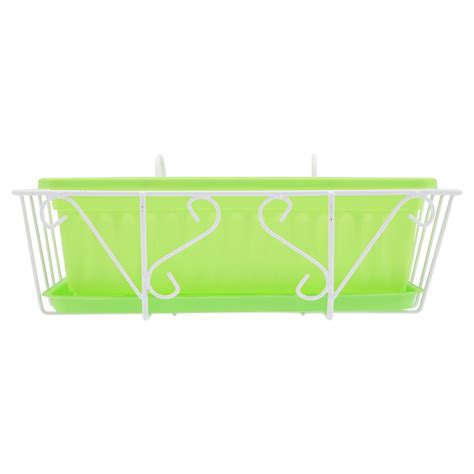 Green Rectangular Planting Pot With Rack And Tray For Home 1 Set