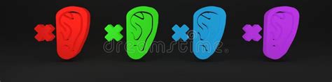 Colorful Deafness Icon Isolated On Black Background Deaf Symbol
