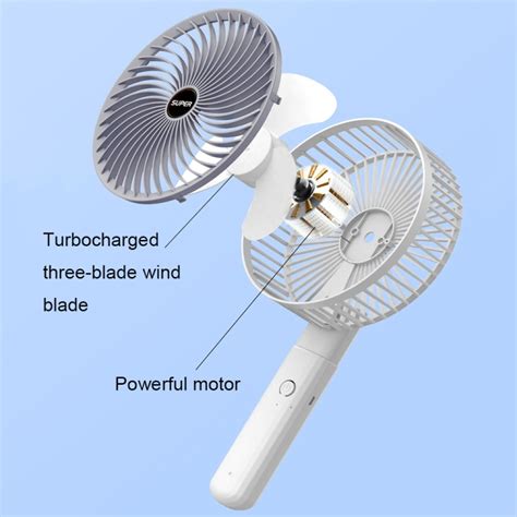 데스크탑 휴대용 Usb 충전 클립 팬 다기능 회전식 휴대용 팬회색