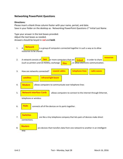 Networking PowerPoint Questions Answers