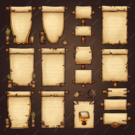 Ui Papyrus Scroll Game Ai Generated Element Retro Sheet Old Parchment
