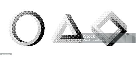 비트맵 불가능한 모양 집합입니다 하프톤 기하학적 개체 컬렉션을 디더링합니다 검은 질감의 삼각형 원 배너 포스터 전단지에 대 한