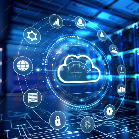 Cloud Computing Data Storage And Technology Concept With Icons Over