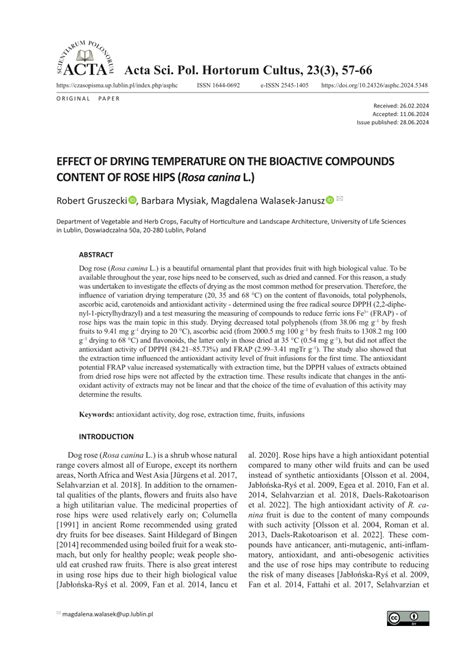Pdf Effect Of Drying Temperature On The Bioactive Compounds Content