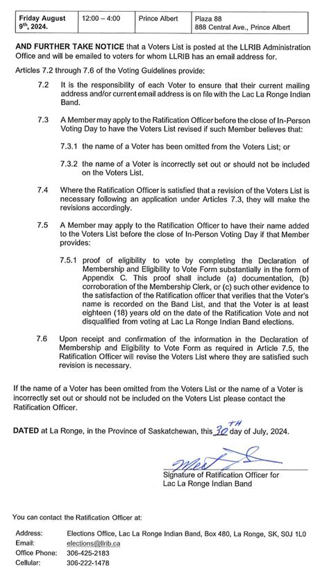 Agricultural Benefits Ratification Vote Cows And Plows” Lac La Ronge Indian Band