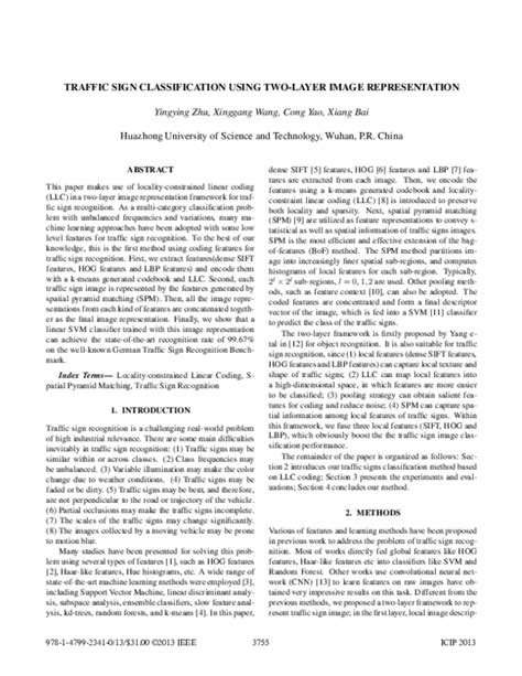 Pdf Traffic Sign Classification Using Two Layer Image Representation