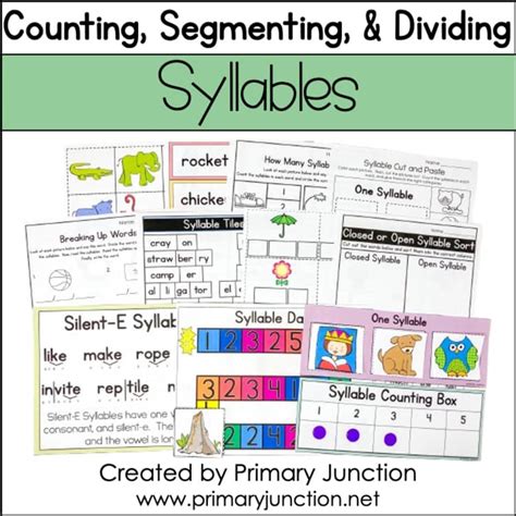 Counting Segmenting And Dividing Syllables Worksheets Syllable Division Types
