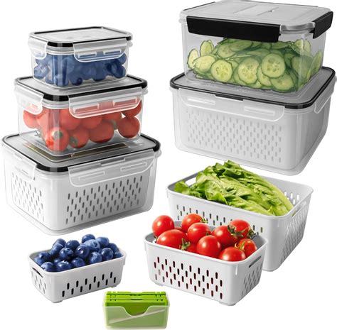 Fruit Containers For Fridge Leakproof Food Storage Containers With