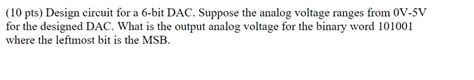Solved Design A Circuit For A 6 Bit Dac From The Range Of 0 5 Volts