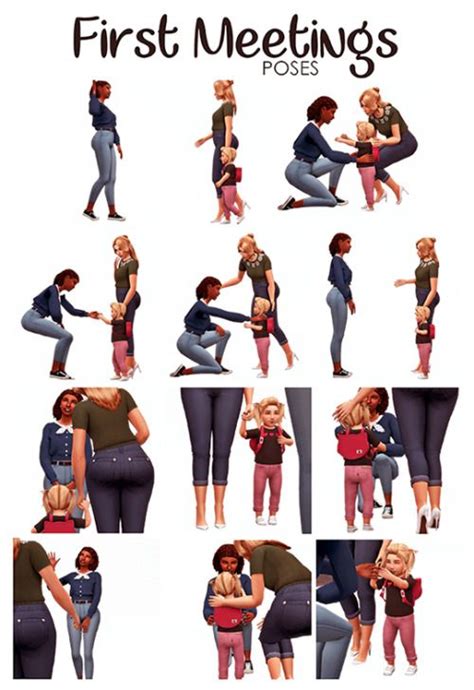 SB First Meetings Redone By Sim Bubble Sims Poses Posepack For First Day Of Pre School