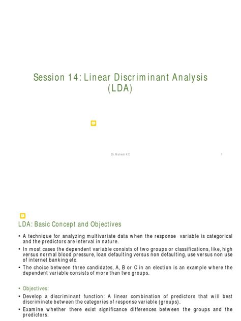 dadm s14 linear discriminant analysis pdf statistical classification dependent and