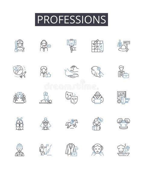 Professions Line Icons Collection Careers Vocations Occupations