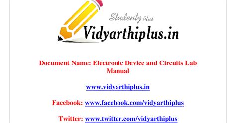 Electronic Device And Circuits EDC Lab Manual Vidyarthiplus V Blog A Blog For Babes