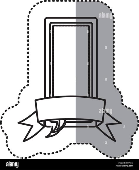 Monochrome Contour Sticker Of Large Rectangle Dialog Box Design With Ribbon Stock Vector Image