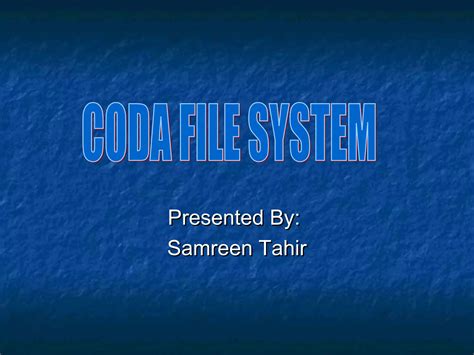 coda file system tahir ppt