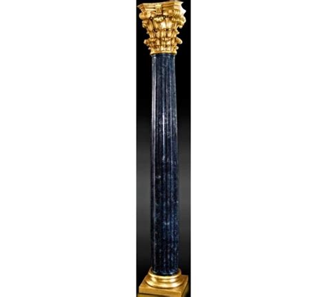 Columna De Estilo Corintio Imitación Mármol Negro Pie Y Capitel Con