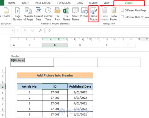 How To Insert A Picture In Excel Header ExcelDemy