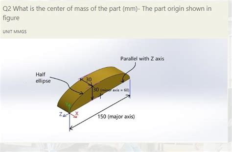 solved q2 what is the center of mass of the part mm − the