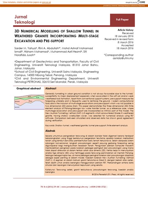 3d Numerical Modelling Of Shallow Tunnel Pdf Tunnel Computer Simulation