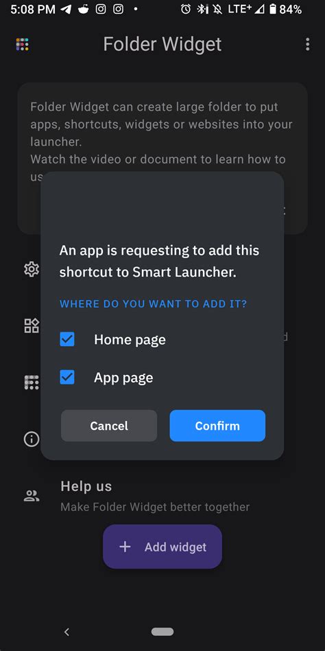 I Want To Use Folder Widget But It Won T Allow Me To Give It Permission R Smartlauncher