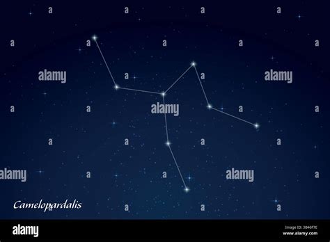 Camelopardalis Constellation Featuring Labeled Stars In A Glowing Star