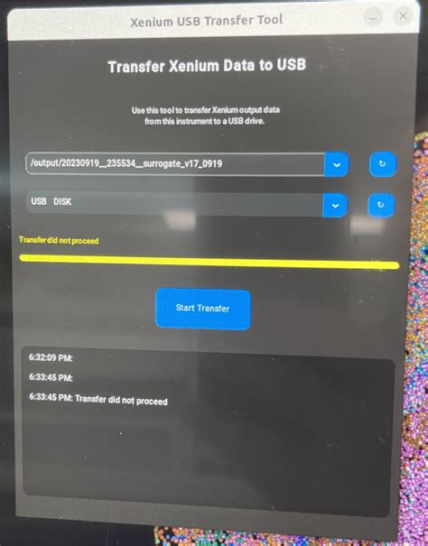 how do i transfer data via usb on xenium analyzer instruments on sw