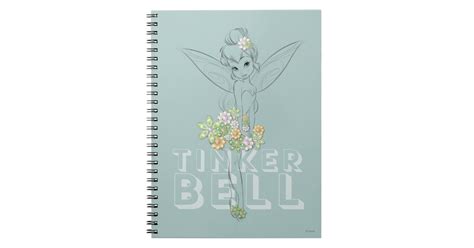 Tinker Bell Sketch With Jewel Flowers Notebook Zazzle