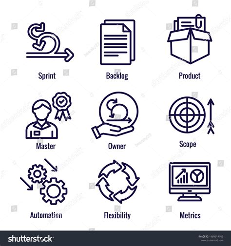 Agile Scrum Process Development Icon Set Stock Vector Royalty Free Shutterstock