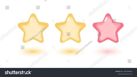 Three Stars Glossy Yellow Pink Colors Stock Vector Royalty Free
