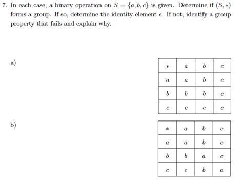 Solved In Each Case A Binary Operation On S A B C Is