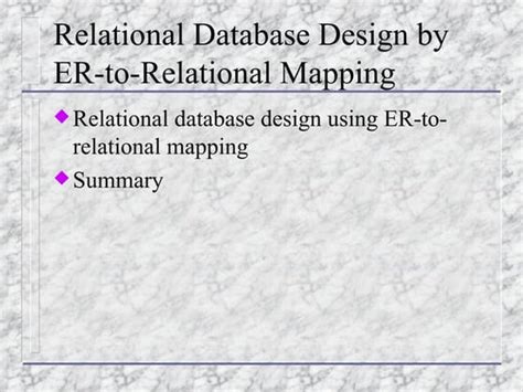 Er And Eer To Relational Mapping Ppt Databases Computer Software