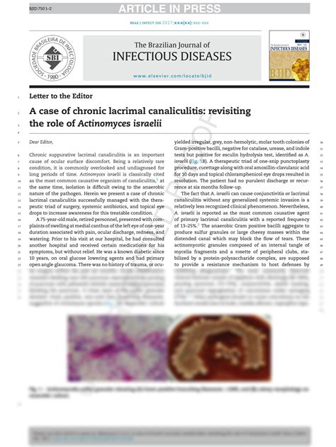 Solution A Case Of Chronic Lacrimal Canaliculitis Revisiting The Role