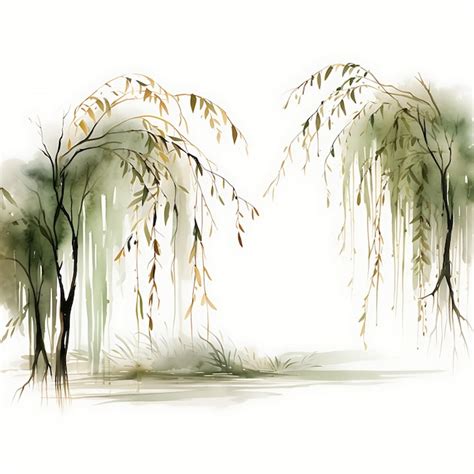 Premium Ai Image Watercolor Landscape Digital Art On White Background Calm Countryside