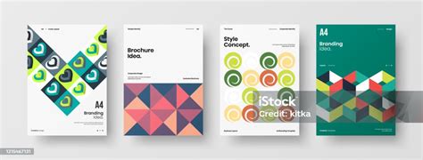 비즈니스 프리젠 테이션 벡터 A4 수직 방향 전면 페이지 모형 세트 기업 보고서 커버 추상 기하학적 일러스트 디자인 레이아웃 번들 회사 Id 브로셔 템플릿 컬렉션입니다 0