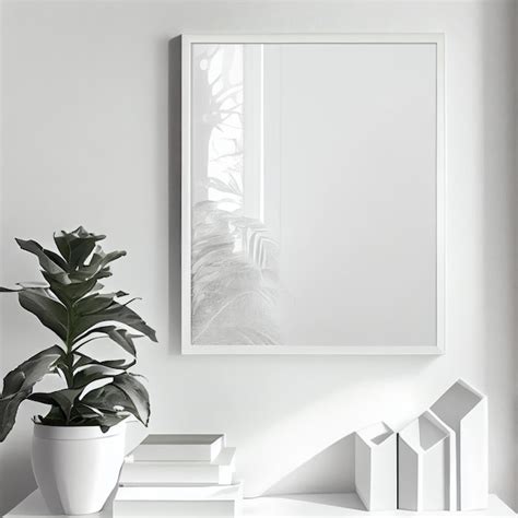 흰색 프레임 현실적인 사각형 프레임 흰색 빈 그림 모형 템플릿 추상 생성 Ai 일러스트레이션 프리미엄 사진