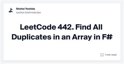 Shohei Yoshida On Linkedin Leetcode 442 Find All Duplicates In An