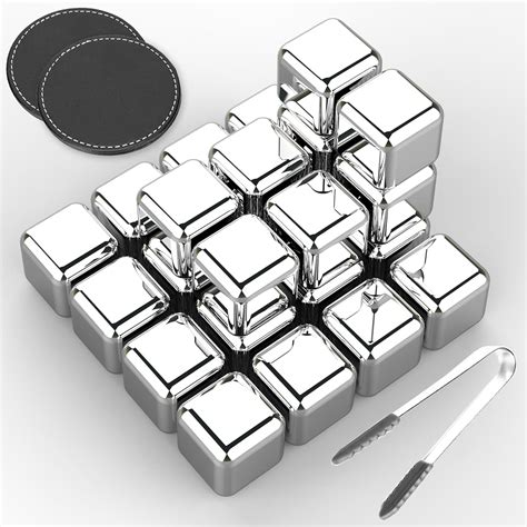 24 Pack Stainless Steel Ice Cubes Reusable Ice Cubes