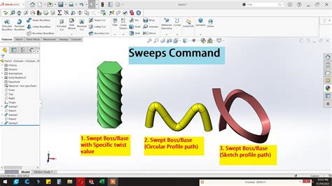 How To Use Different Types Of Sweeps Commands In Solidworks Youtube